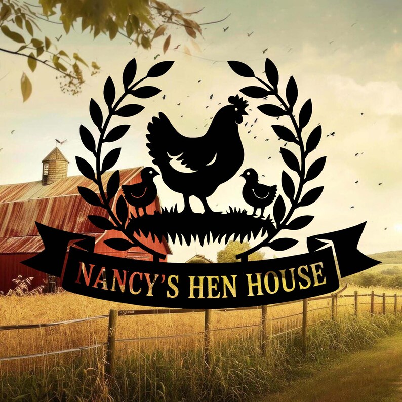 Custom Chicken Farm Metal Sign, Personalized Hen Name Sign, Chicken ...