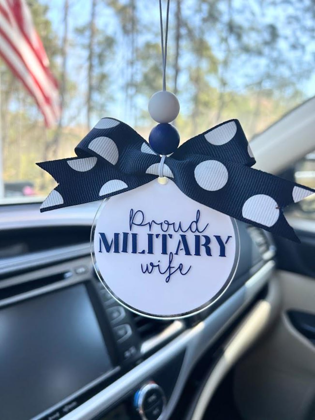 Custom Acrylic "proud Military Wife" Car Charm, Rearview Mirror ...