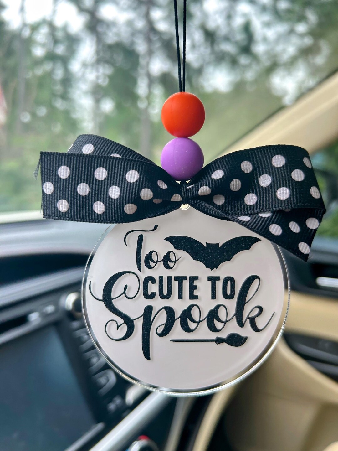 Custom Acrylic "too Cute to Spook" Car Charm, Halloween Car Accessory ...