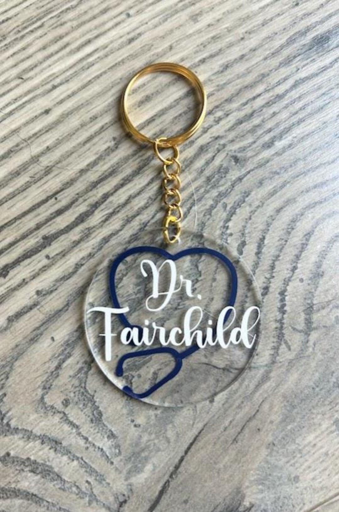 Custom Keychain With Heart Stethoscope | Personalized Name | Medical ...