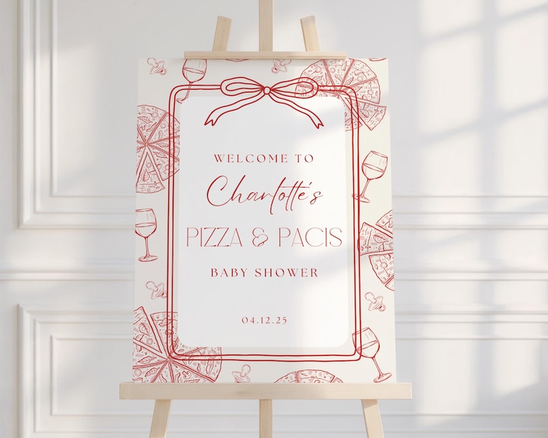 Pizza Theme Baby Shower, Pizza & Pacis Welcome Sign Template 24 X 36 In ...