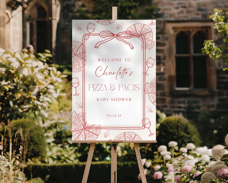 Pizza Theme Baby Shower, Pizza & Pacis Welcome Sign Template 24 X 36 In ...