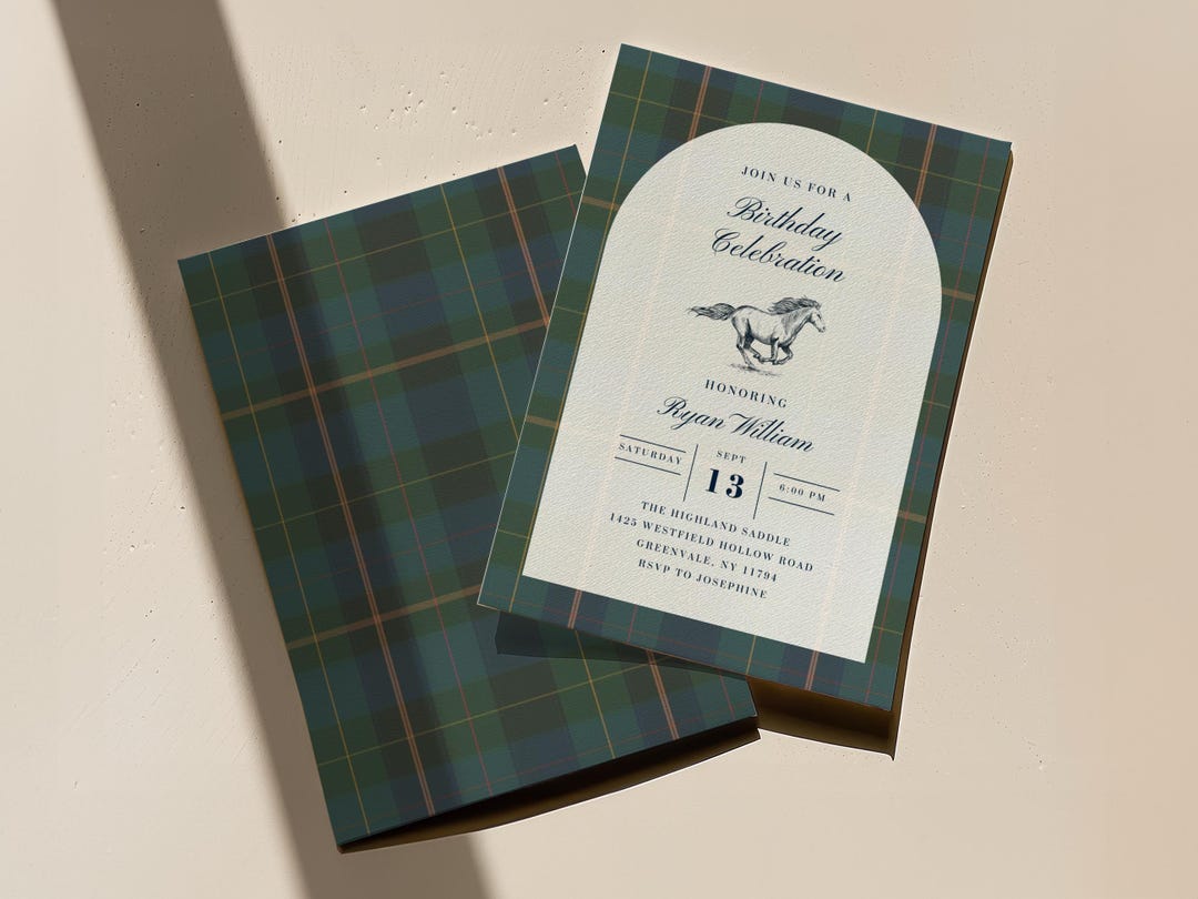 Classic Plaid Birthday Invitation Template, Male Any Age Invite, Tartan ...