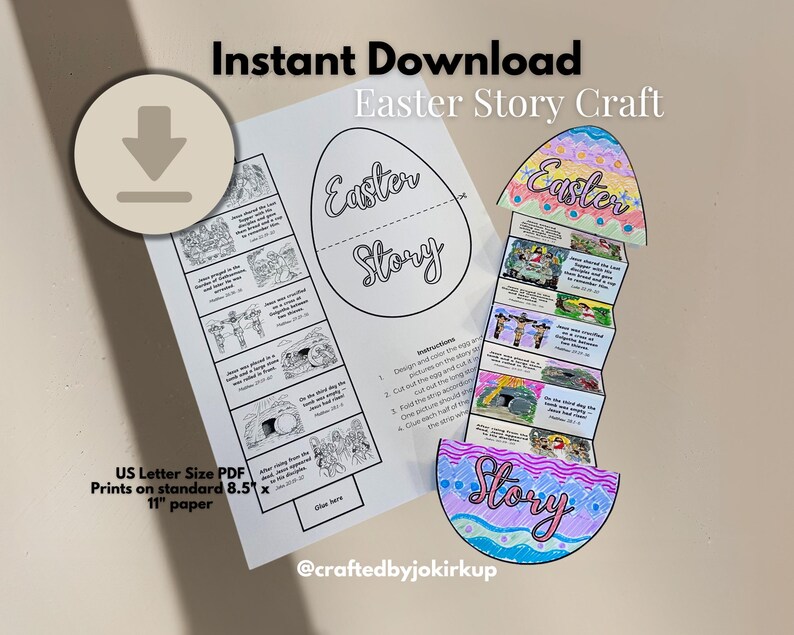 Easter Story Craft Printable for Kids, Holy Week Activity, Sunday ...
