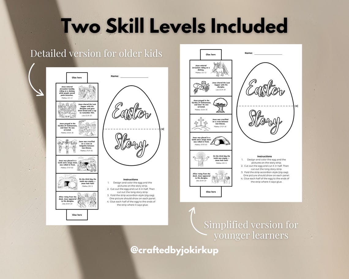 Easter Story Craft Printable for Kids, Holy Week Activity, Sunday ...