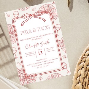 Pizza Theme Baby Shower, Pizza & Pacis Invitation Template, Italian ...