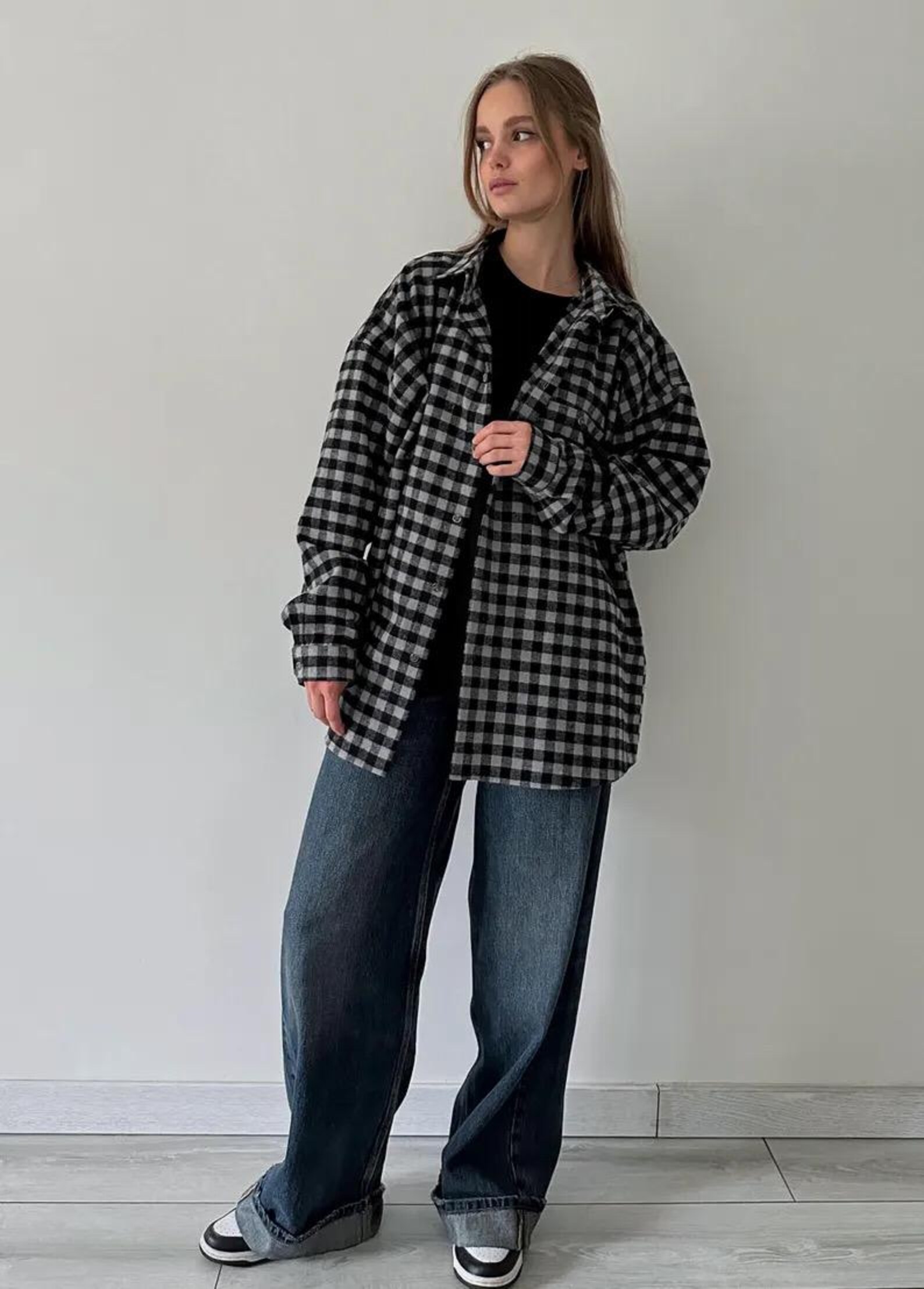 Grunge Style Shirt, Oversized Plaid Shirt, Checked Button-up Shirt ...