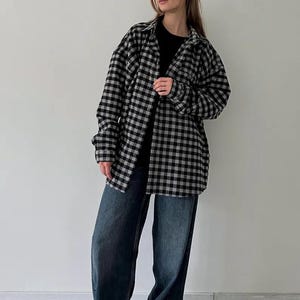 Grunge Style Shirt, Oversized Plaid Shirt, Checked Button-up Shirt ...