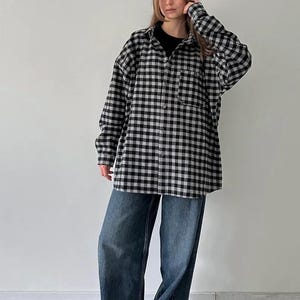 Grunge Style Shirt, Oversized Plaid Shirt, Checked Button-up Shirt ...