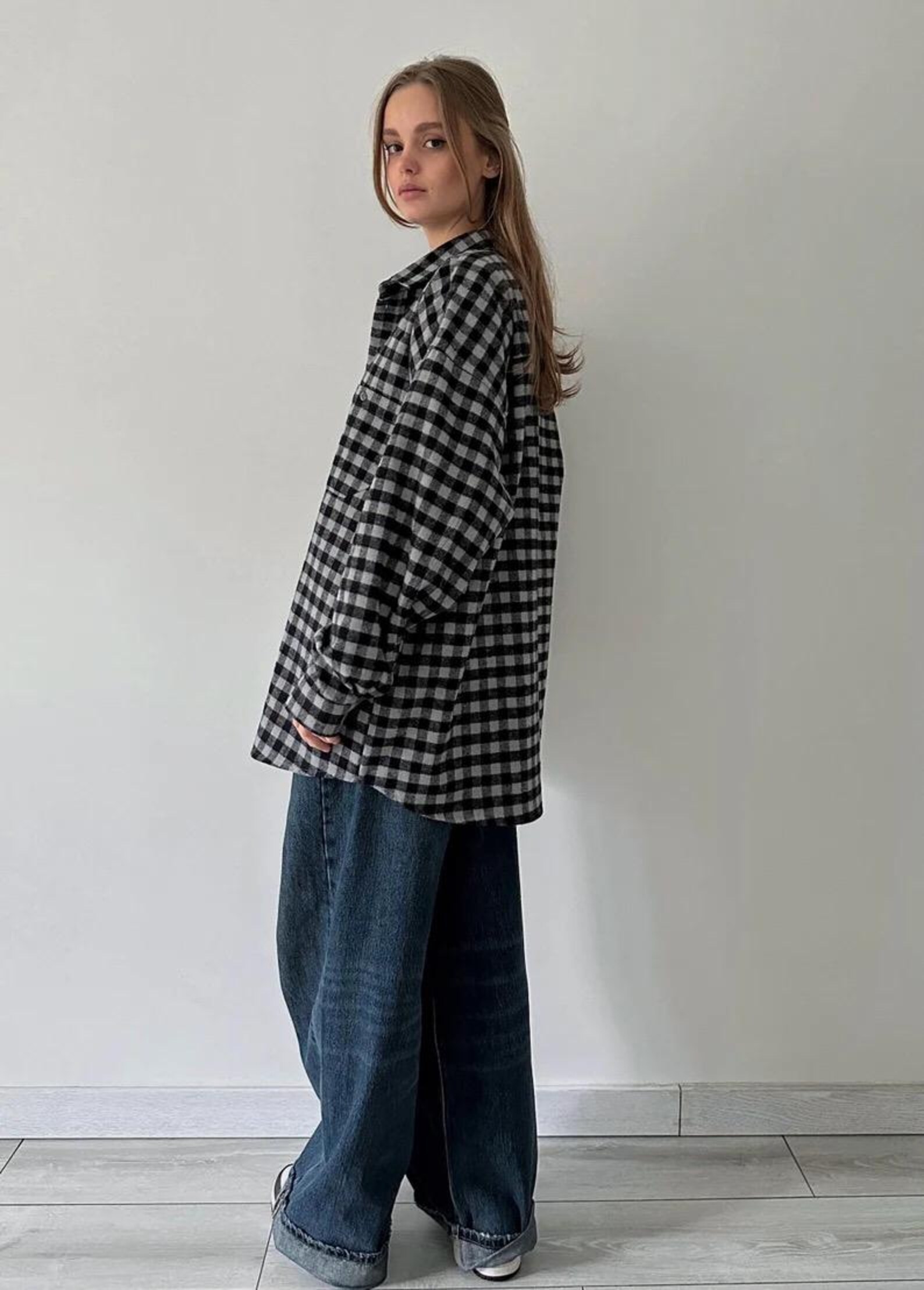 Grunge Style Shirt, Oversized Plaid Shirt, Checked Button-up Shirt ...