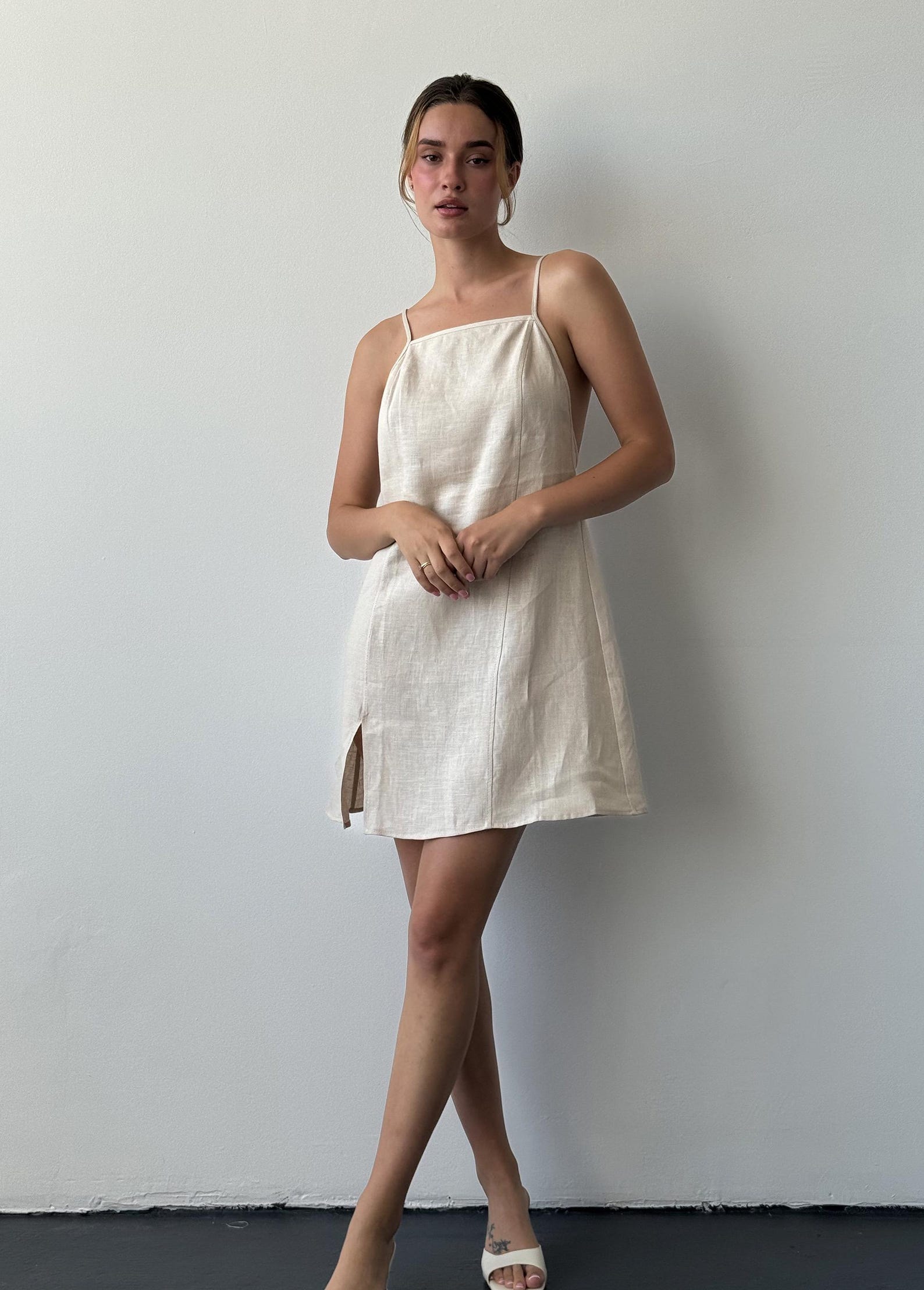 Beige Linen Dress, Linen Mini Dress, Natural Linen Dress, Boho Linen ...