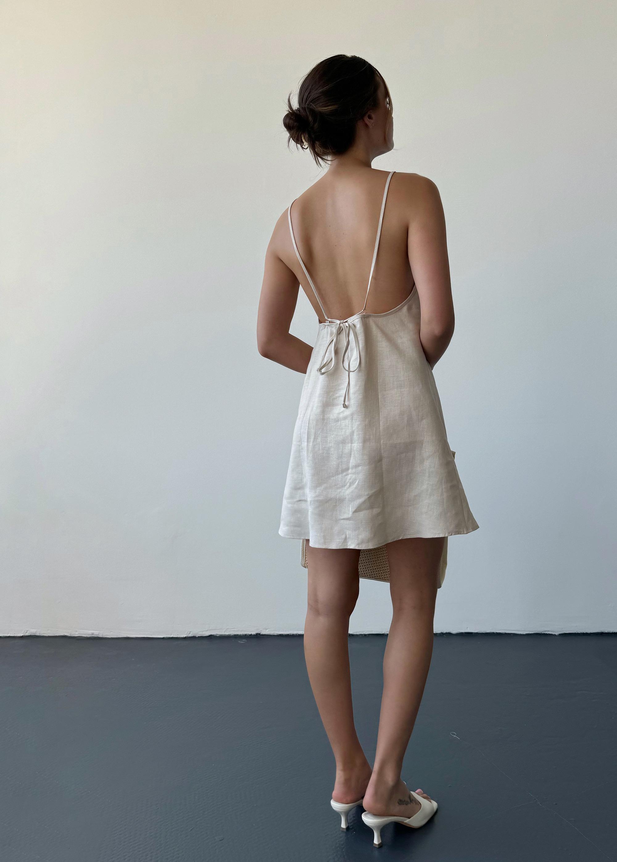 Beige Linen Dress, Linen Mini Dress, Natural Linen Dress, Boho Linen ...