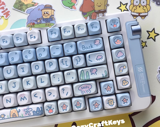131 Keys Sponge Bob Anime Cartoon Style Keycap, MOA Profile Keycaps ...