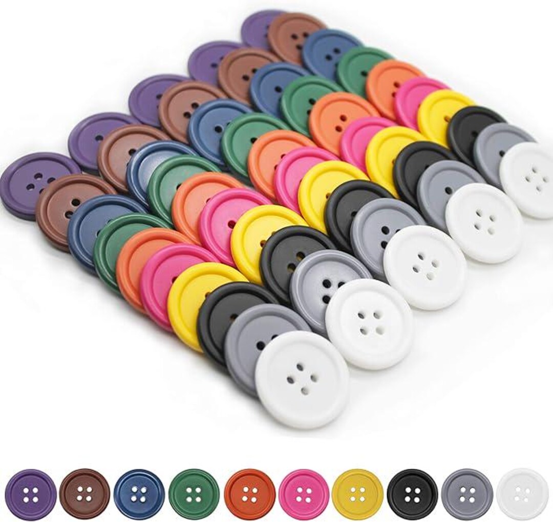 50 PCS 25mm 1 Inch Buttons for Crafts, Large Buttons 4 Hole Round ...