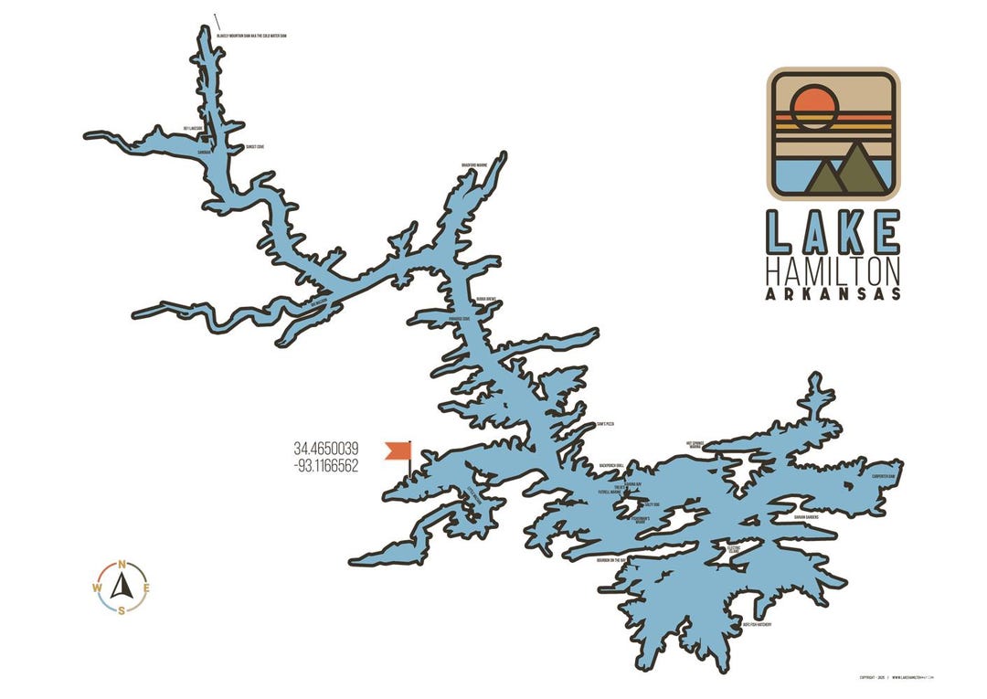 Personalized Lake Hamilton, Arkansas Map - Etsy