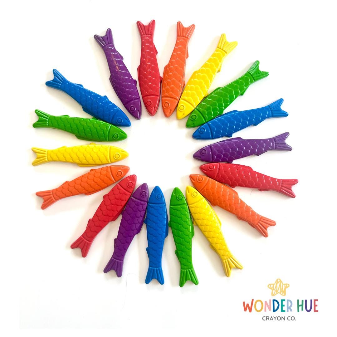 Fish Crayons for Kids: Underwater Party Theme, Non-toxic, Rainbow ...