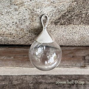Sterling Silver Glass Ball Pendant With Loop Caps (christmas Ornament ...