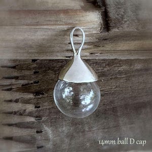 Sterling Silver Glass Ball Pendant With Loop Caps (christmas Ornament ...