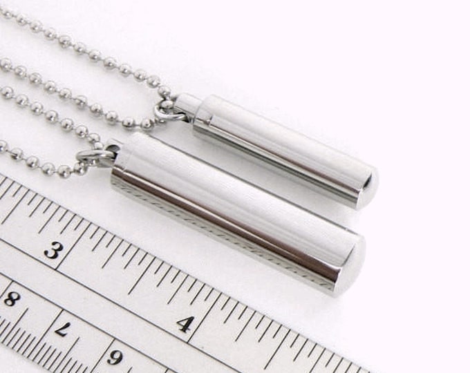METAL TUBE Pendant Necklace (pill/case/box/vials/screw/cap/ashes/pet ...