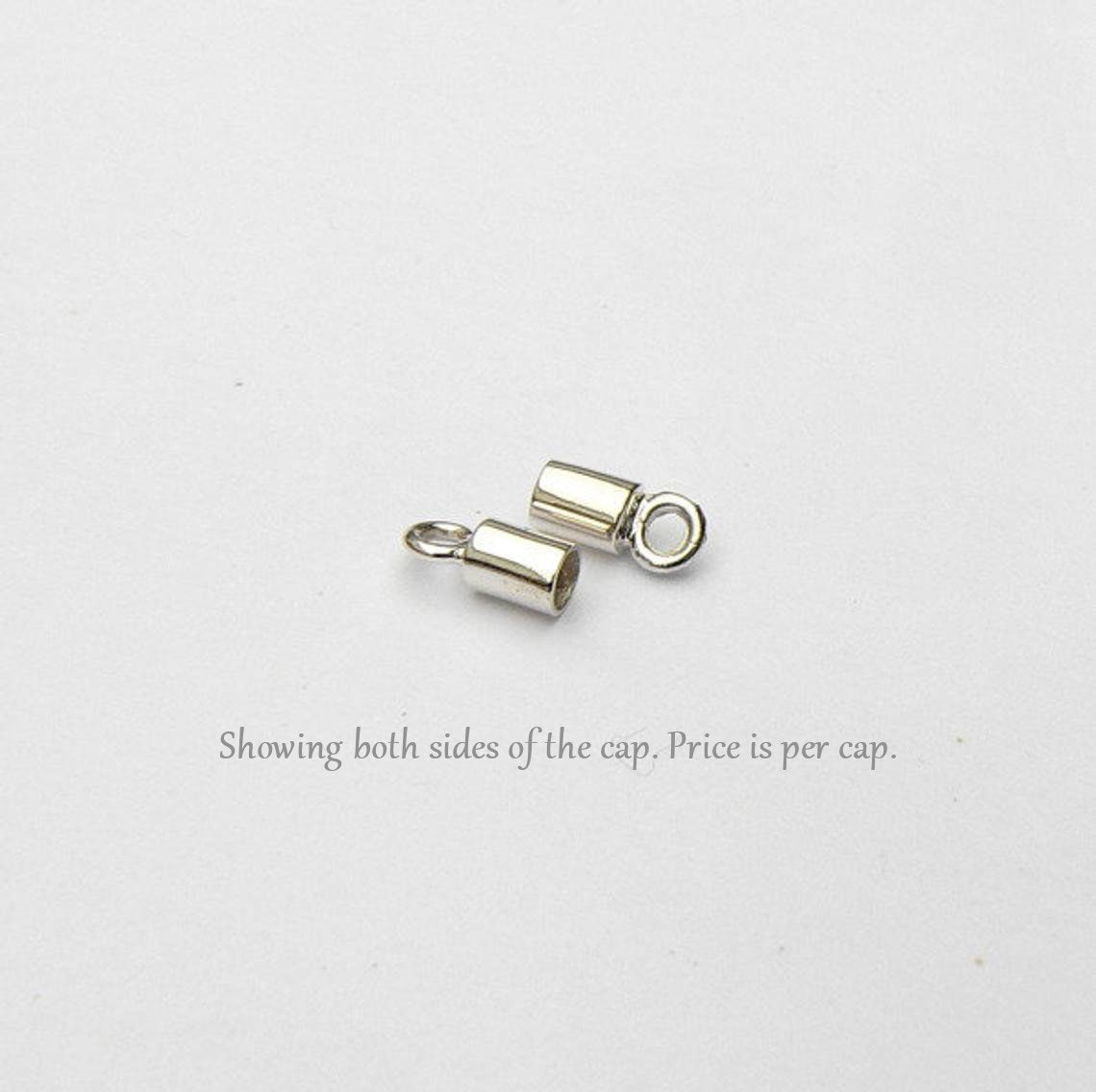 3 and 4mm STERLING Silver End Caps simple/solid/.925/small/vials/plain ...