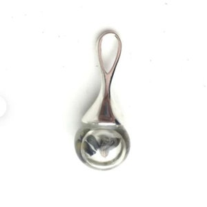 Sterling Silver Glass Ball Pendant With Loop Caps (christmas Ornament ...