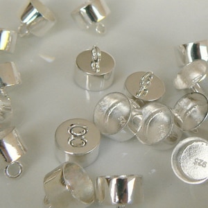 4/5/6/7/8/10/12mm STERLING Silver/gold End/pendant Caps (simple/solid ...