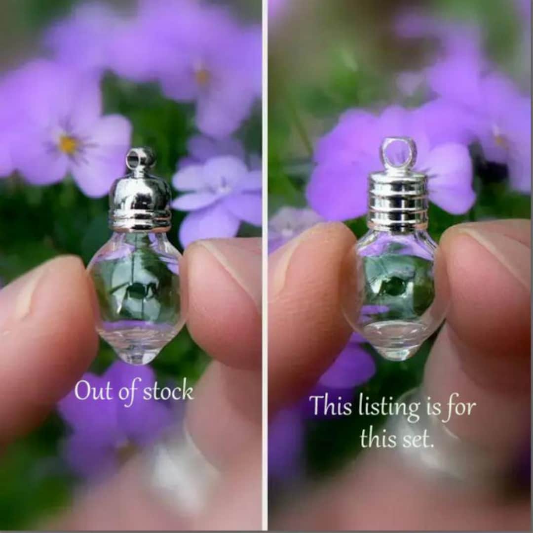 Glass Vials Pendants W/ Round Metal Caps 5mm Lantern (miniature/small ...