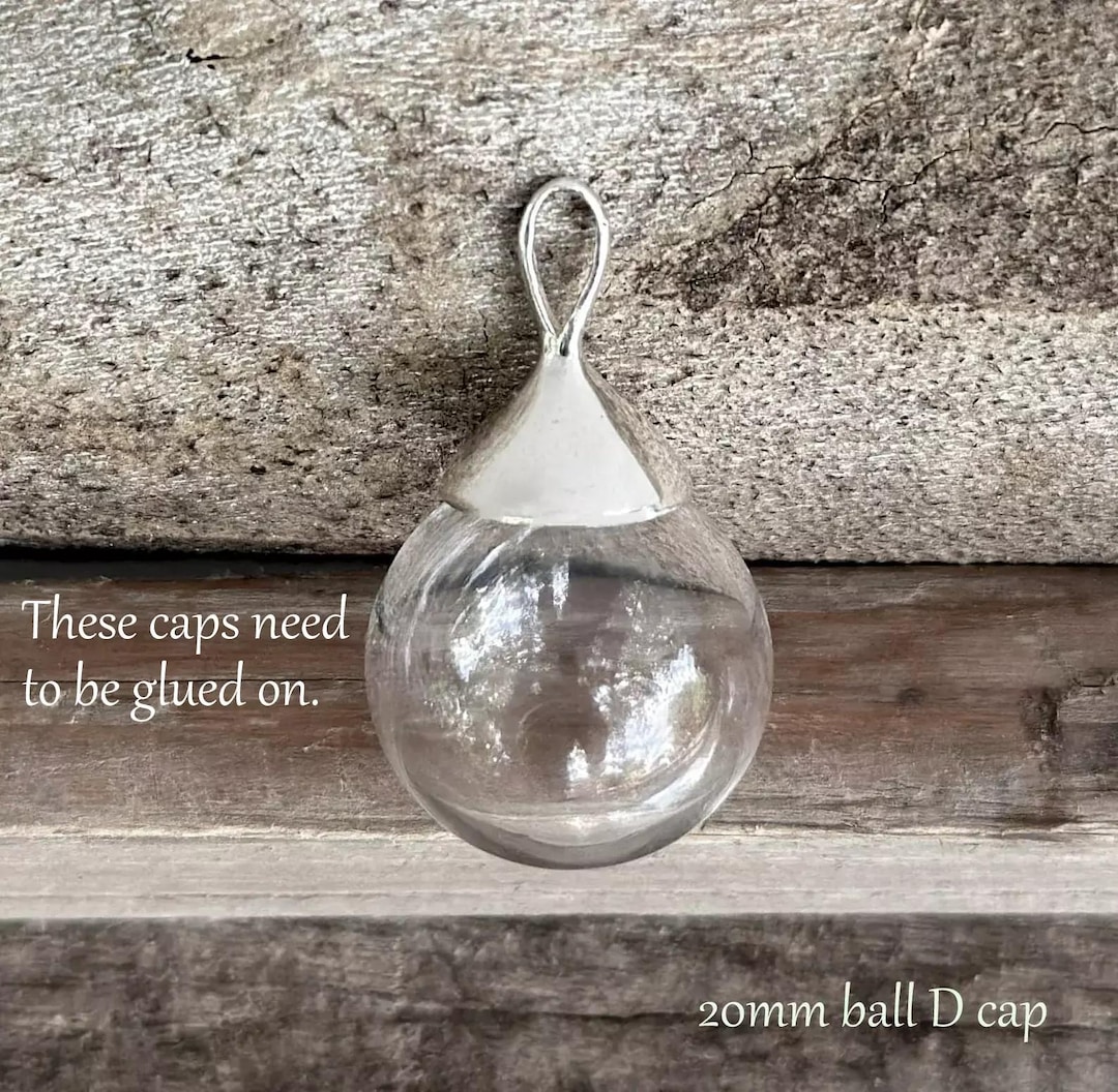 Sterling Silver Glass Ball Pendant With Loop Caps NEW CAP SIZES (10/12 ...