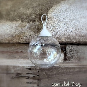 Sterling Silver Glass Ball Pendant With Loop Caps (christmas Ornament ...