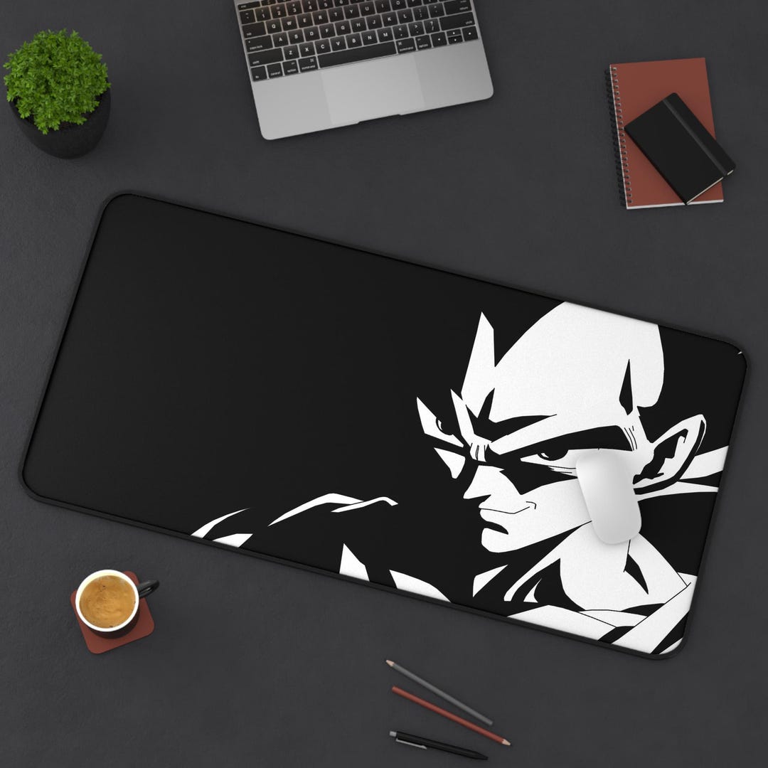 Vegeta Anime Desk Mat | Black White Illustration | Dragon Ball Z Large ...