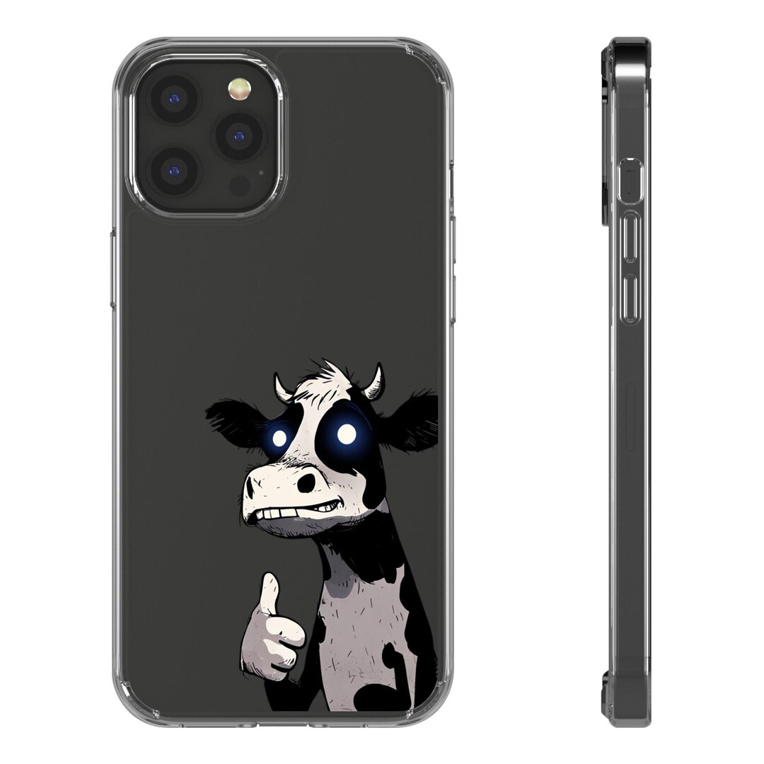 Phone Case, Funny Cow With Glowing Eyes & Awkward Thumbs up Design ...