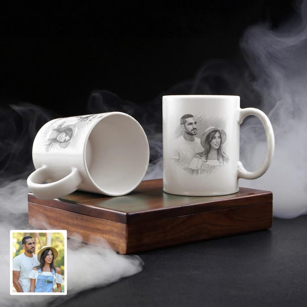 Custom Black & White Pencil Drawing Mug – Personalized AI Sketch ...