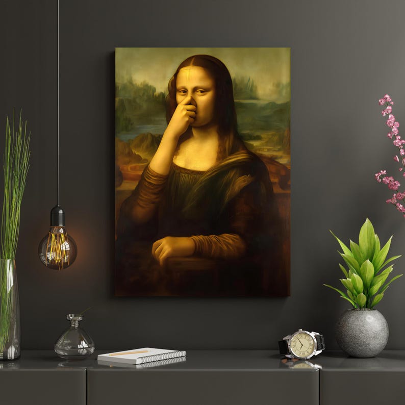 Funny Mona Lisa Parody Print: Humorous Bathroom Wall Art (digital ...