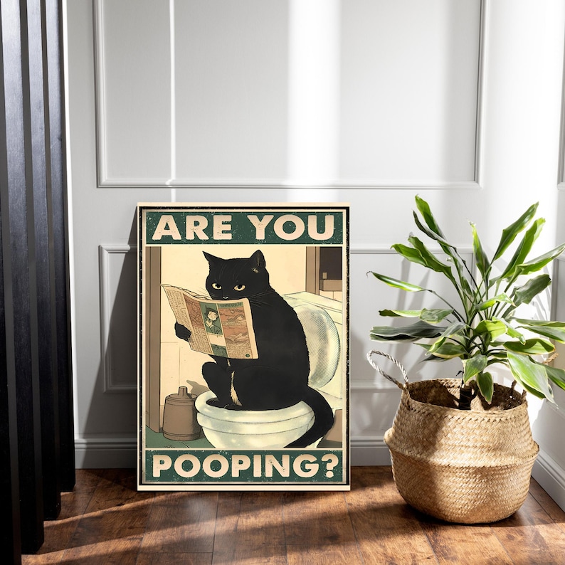 Are You Pooping Poster Digital Download Printable Wall Art Cat Pooping ...