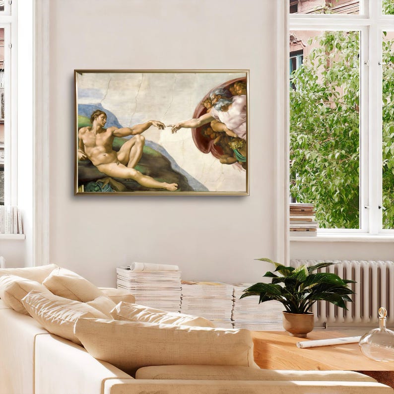 Michelangelo's Creation of Adam Print: Renaissance Wall Art (digital ...