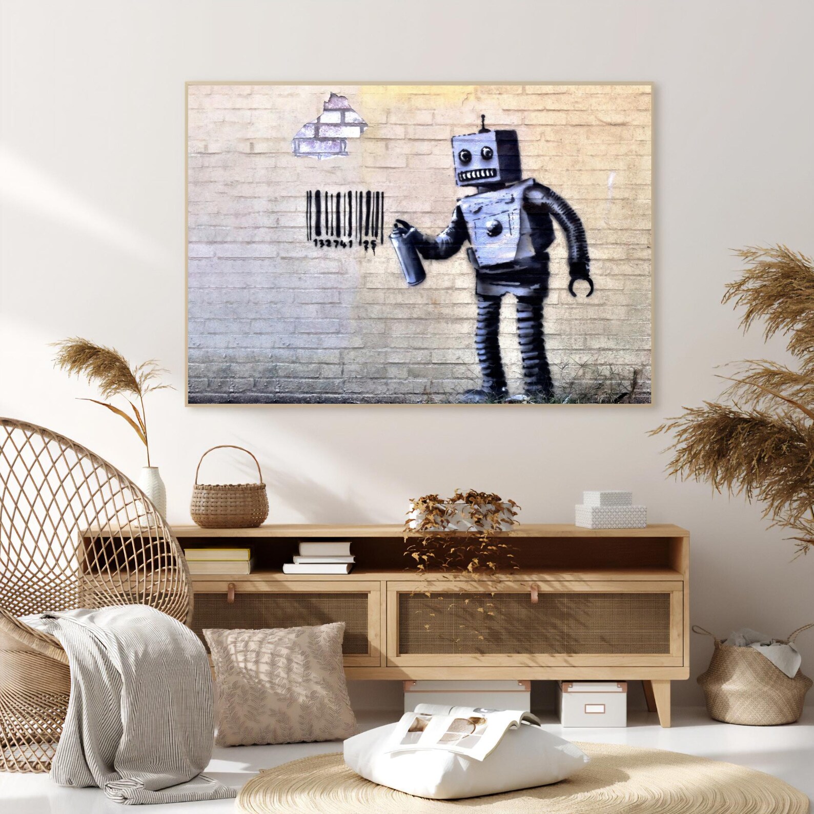 Banksy Tagging Robot Poster Street Art Barcode Graffiti Urban Wall ...