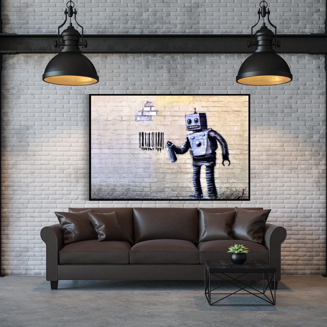 Banksy Tagging Robot Poster Street Art Barcode Graffiti Urban Wall ...