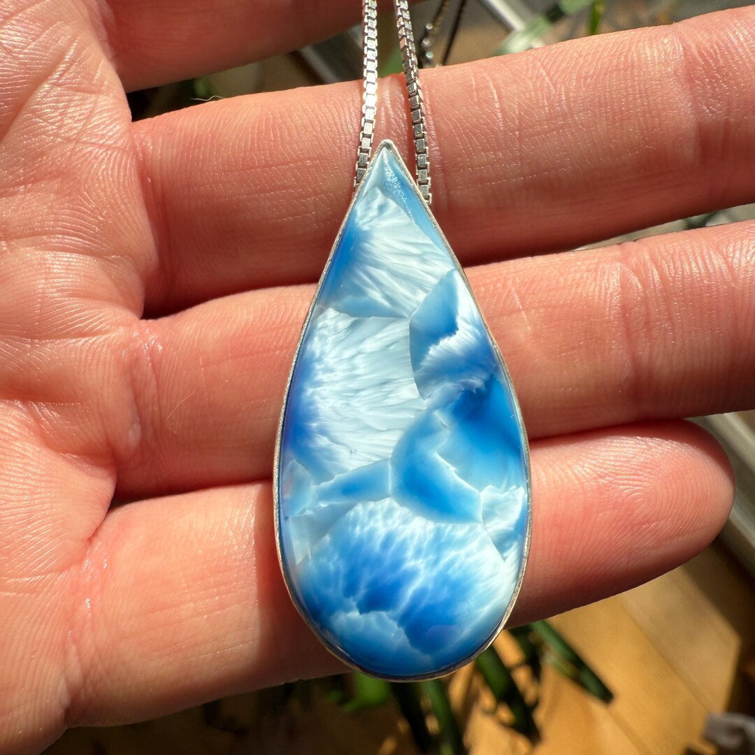 Victoria Stone Pendant, Sky Blue, 925 Sterling Silver. Handmade Jewelry ...