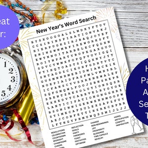Printable New Year Word Search Puzzle Page for Adults and Teens, Fun ...