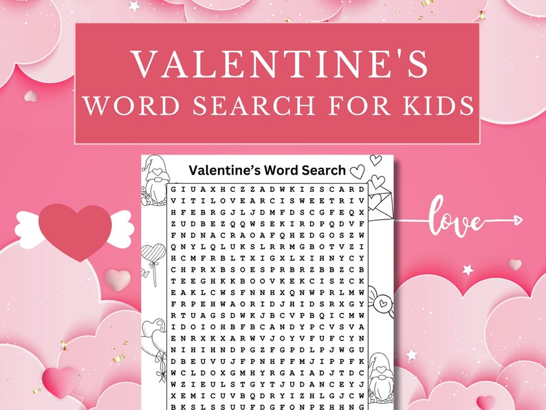 Valentine Word Search Puzzle Printable Valentine Day Word Search ...