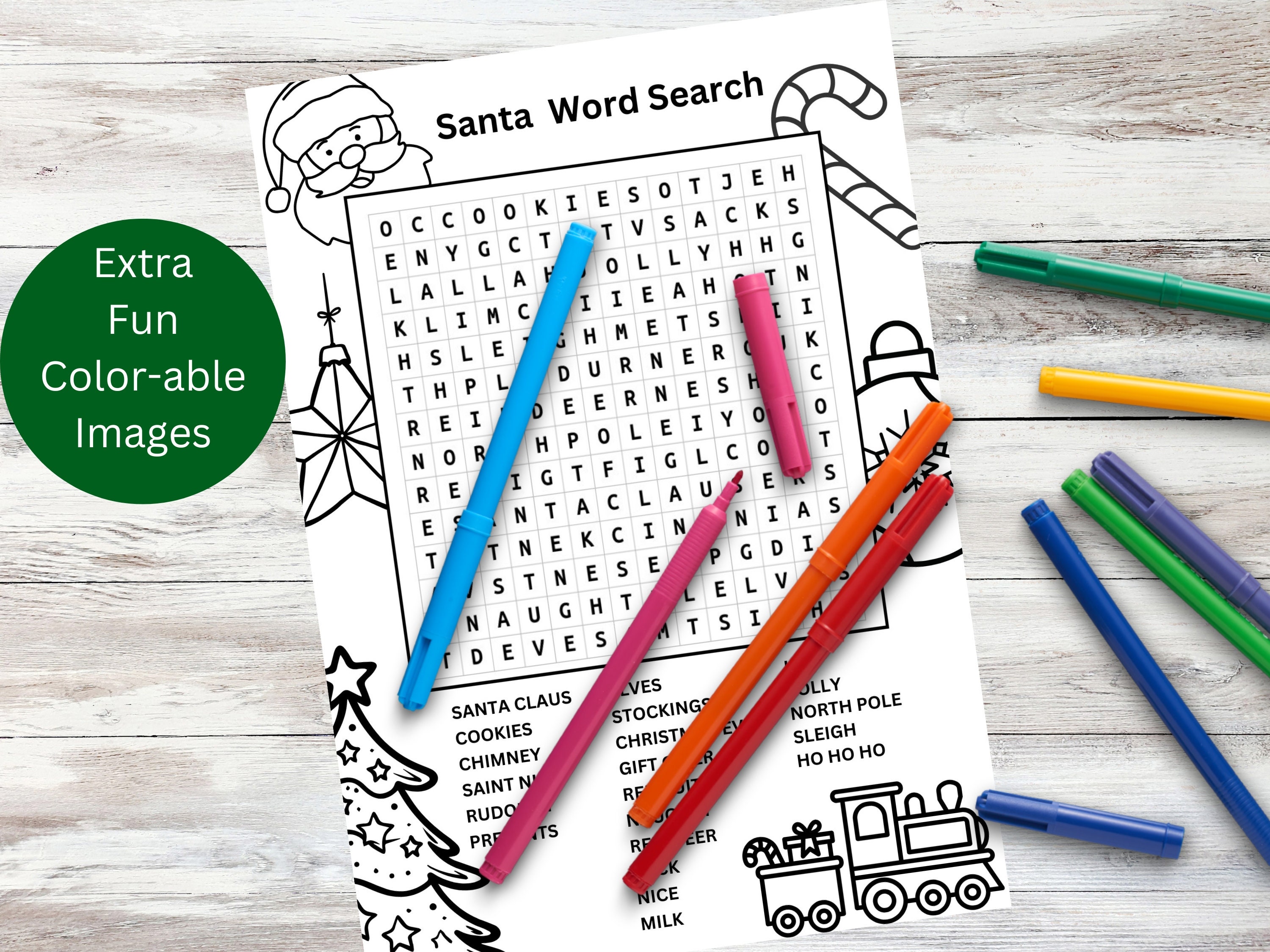 Printable Christmas Game Santa Claus Word Search Puzzle Coloring Page ...