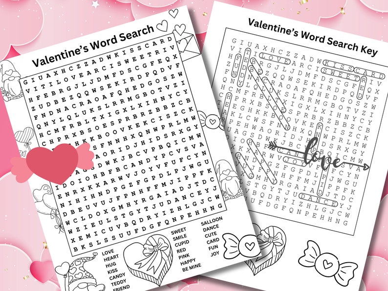 Valentine Word Search Puzzle Printable Valentine Day Word Search ...