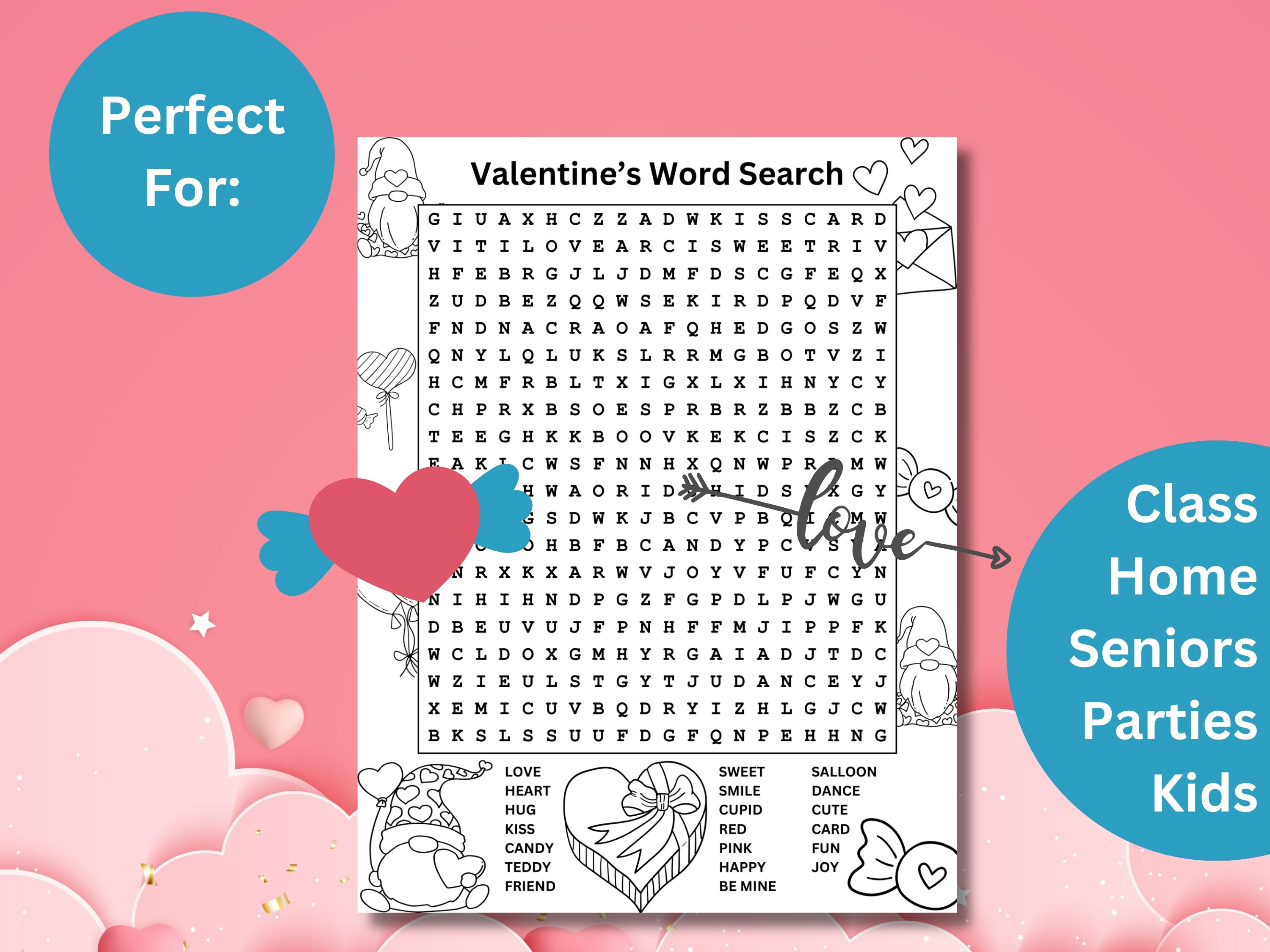Valentine Word Search Puzzle Printable Valentine Day Word Search ...