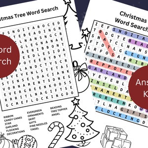Printable Christmas Tree Word Search Puzzle Coloring Page for Kids and ...