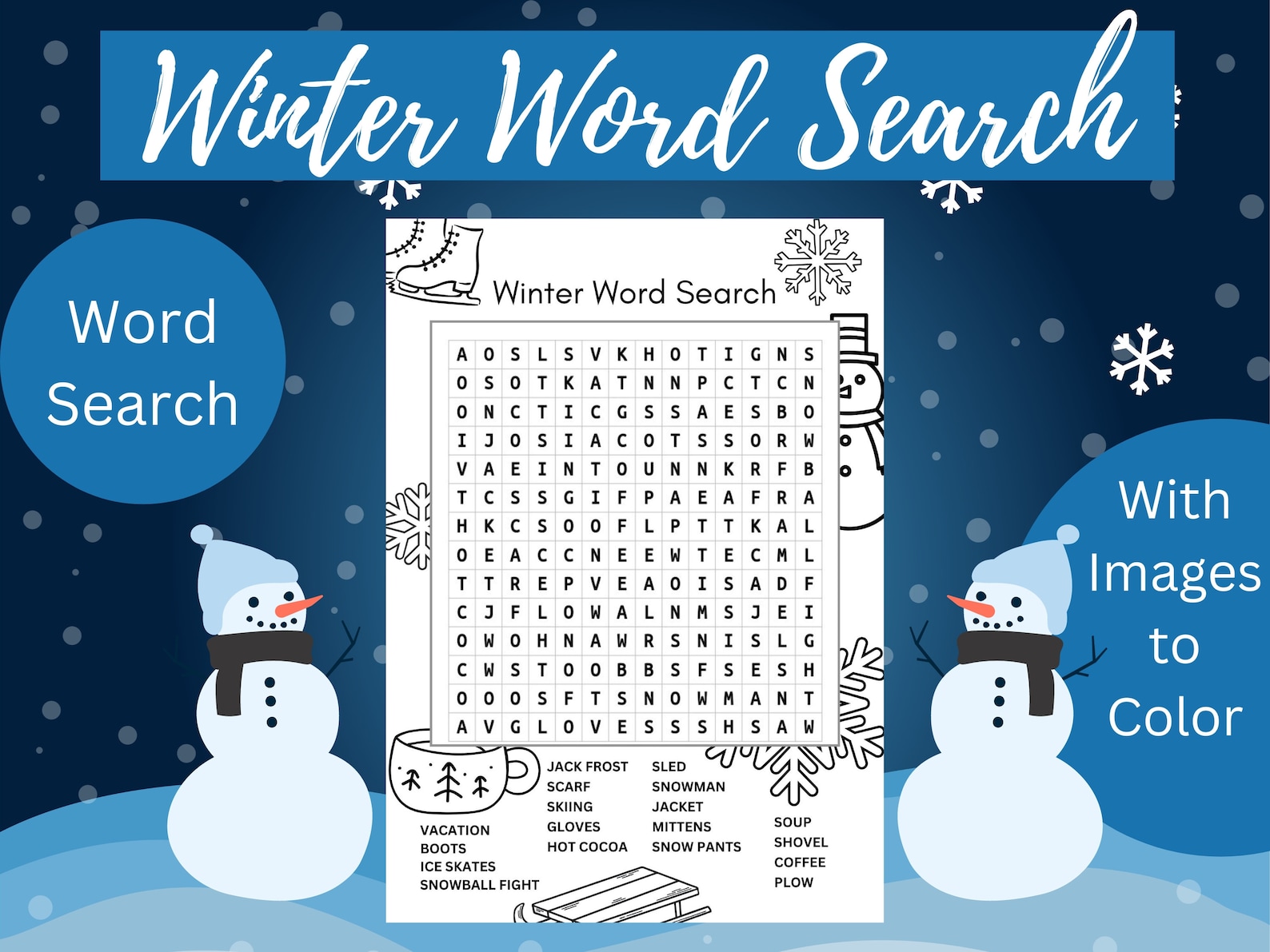Printable Winter Word Search Puzzle Coloring Page for Kids and Adults ...