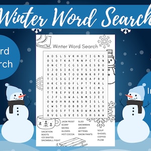 Printable Winter Word Search Puzzle Coloring Page for Kids and Adults ...