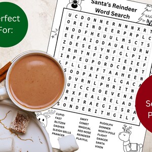 Printable Santa's Reindeer Word Search Puzzle Coloring Page Christmas ...