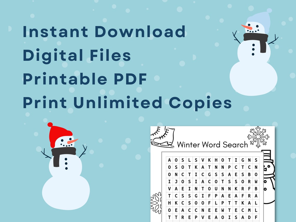Printable Winter Word Search Puzzle Coloring Page for Kids and Adults ...