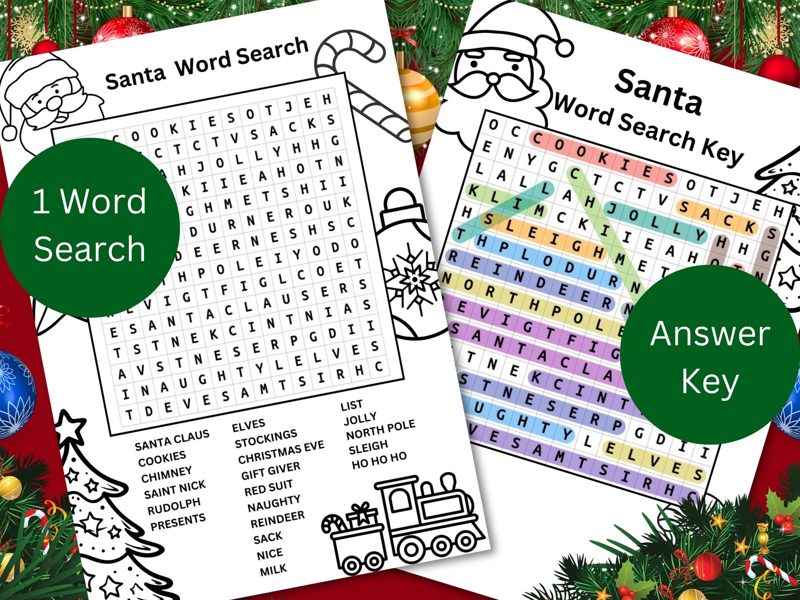 Printable Christmas Game Santa Claus Word Search Puzzle Coloring Page ...