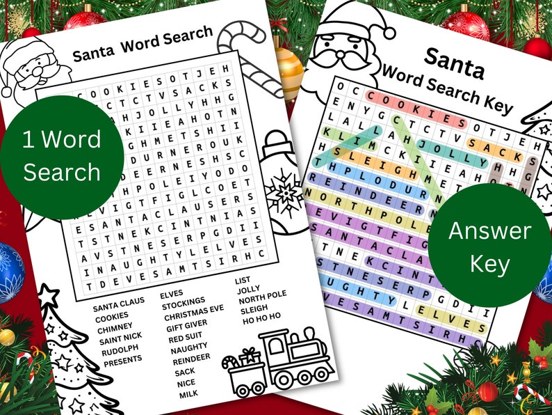 Printable Christmas Game Santa Claus Word Search Puzzle Coloring Page ...